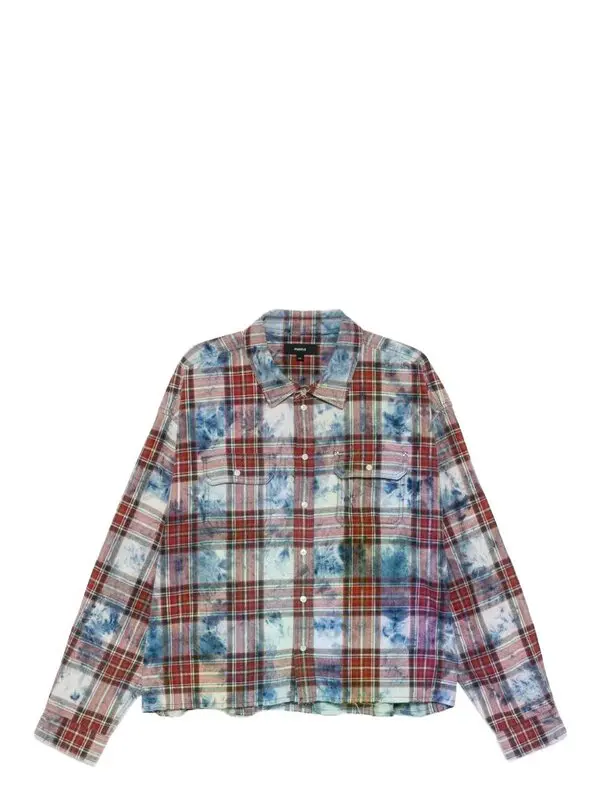 PURPLE BRAND Bleached-effect Check-pattern Shirt - Red