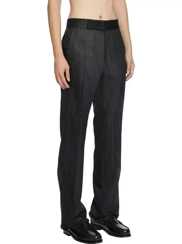 TOM FORD Herringbone-stripe Trousers - Grey