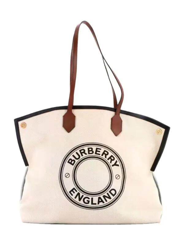 Burberry Logo Society Printed Canvas Large Tote Bag - Neutrals
