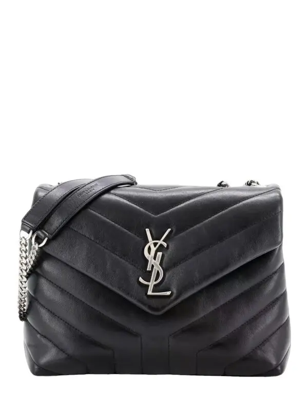 Saint Laurent Loulou Matelasse Chevron Leather Small Shoulder Bag - Black