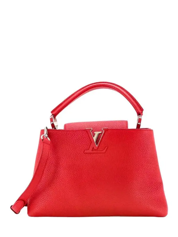 LOUIS VUITTON Capucines Leather Pm Satchel - Red