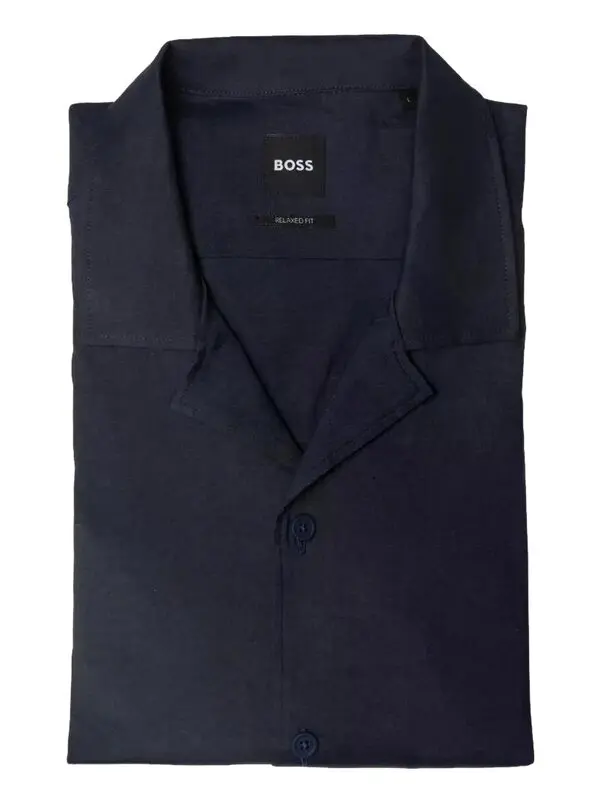 BOSS Relaxed-fit Camp-collar Shirt - Blue