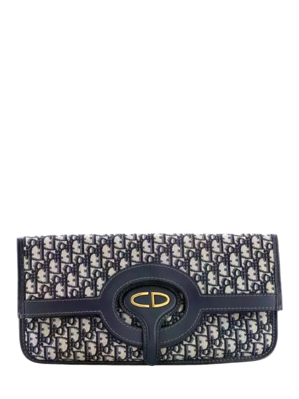 Dior Oblique Canvas Fold Over Clutch Bag - Blue