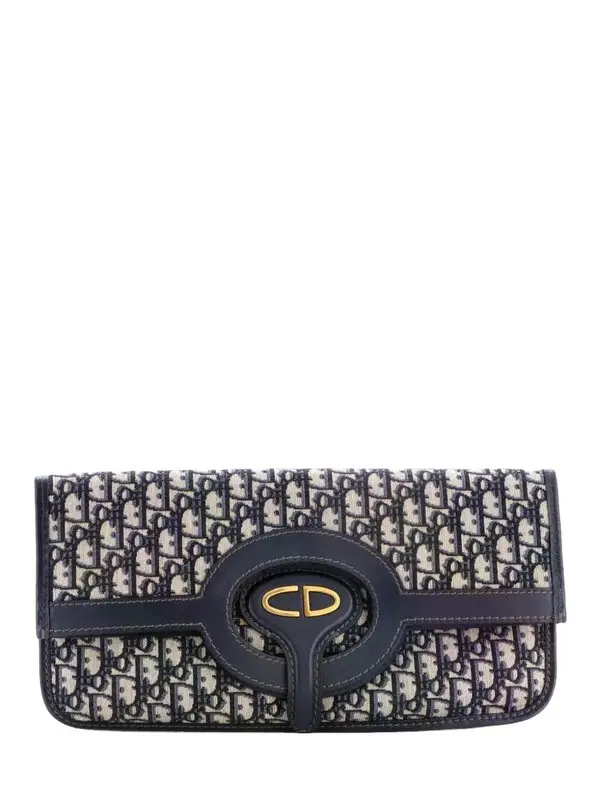 Dior Oblique Canvas Fold Over Clutch Bag - Blue