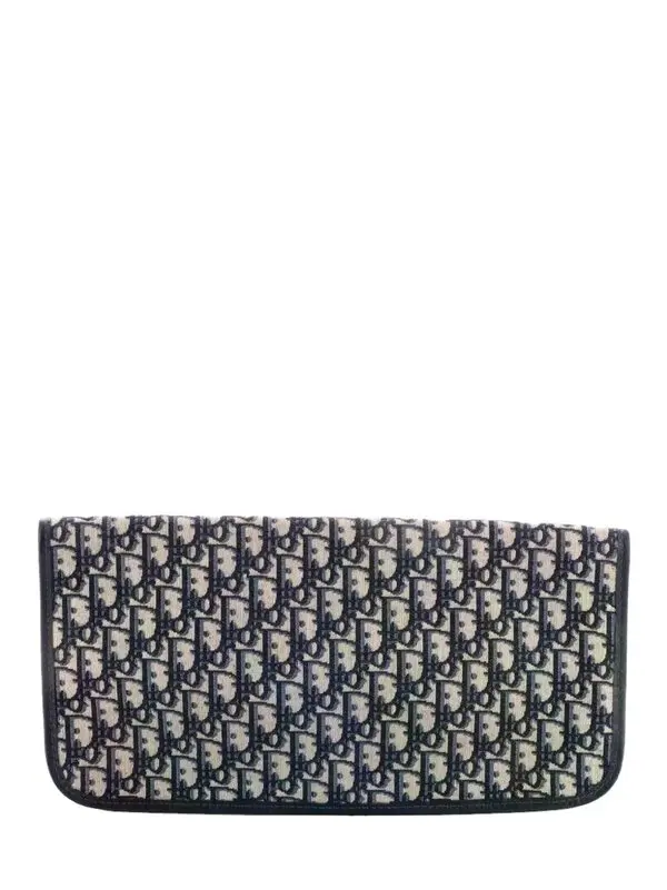 Dior Fold Over Oblique Canvas Clutch Bag - Blue