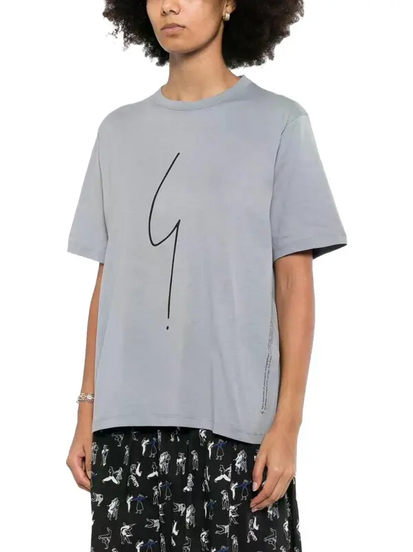 AGNES B. Cotton Graphic Print T-shirt - Grey