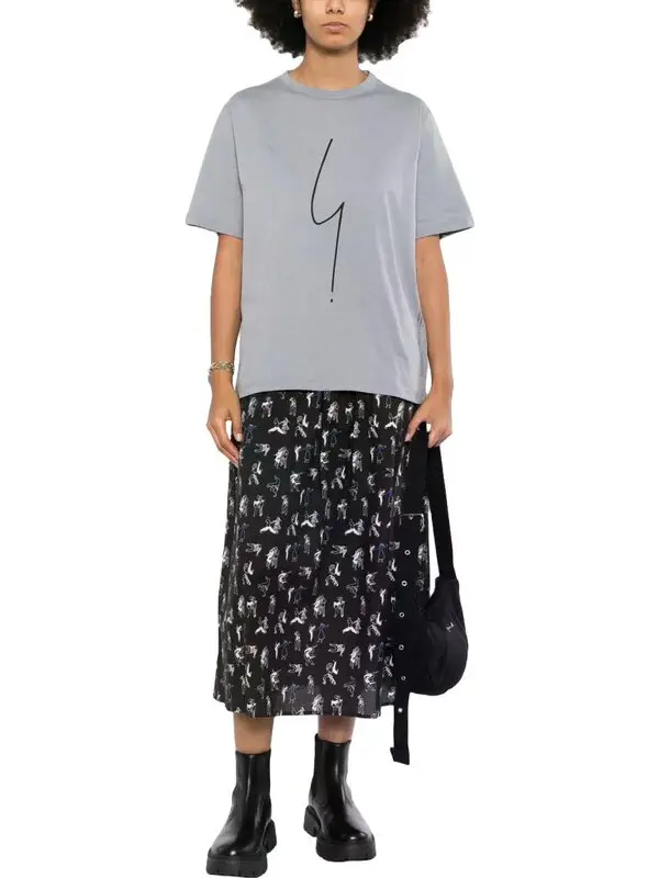 AGNES B. Cotton Graphic Print T-shirt - Grey