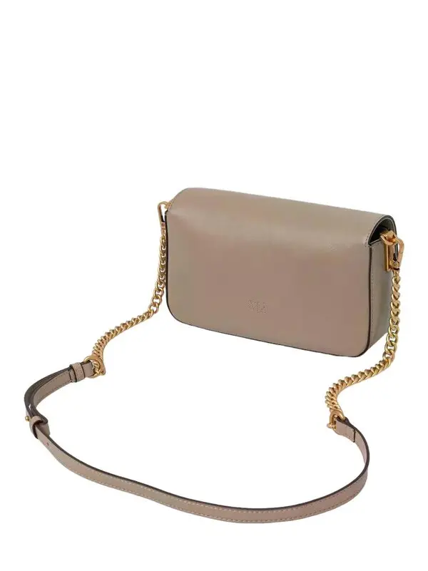 Pinko Love Birds-hardware Leather Crossbody Bag - Grey