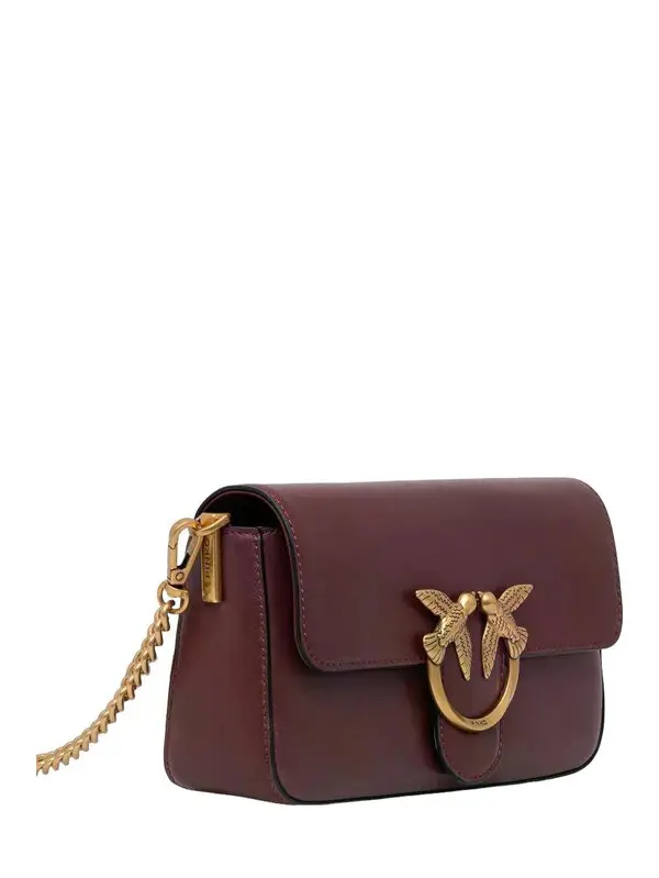 Pinko Love Birds-hardware Leather Crossbody Bag - Red