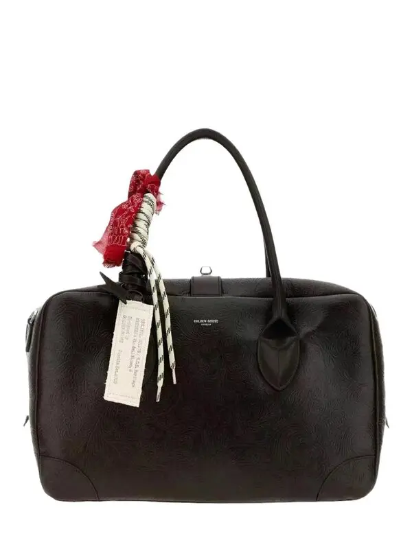GOLDEN GOOSE Floral-embossed Leather Shoulder Bag - Brown