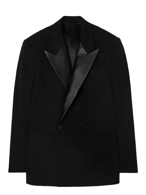 Burberry Pinstriped Wool Tuxedo Jacket - Black