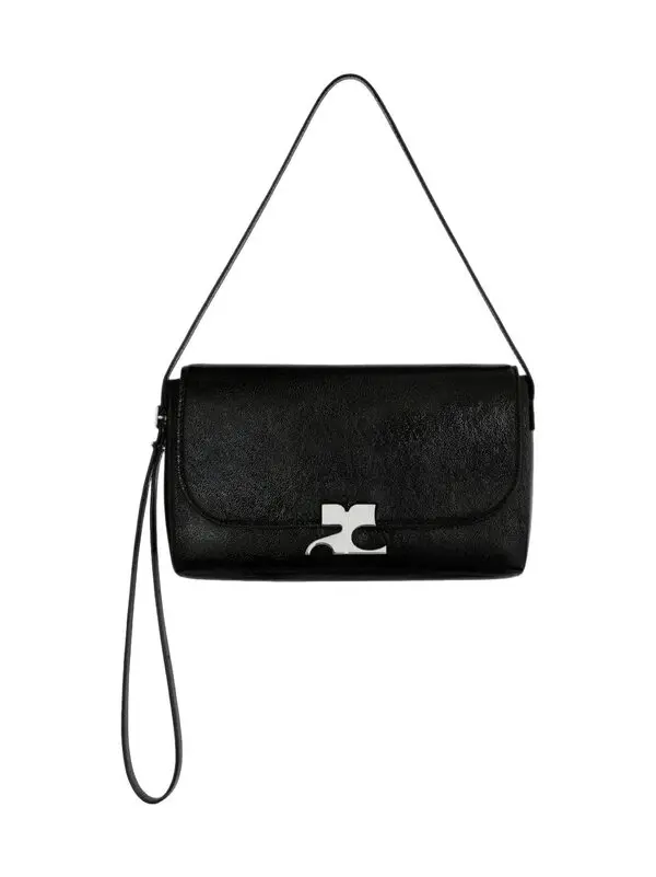 COURREGES Icontype Leather Shoulder Bag - Black