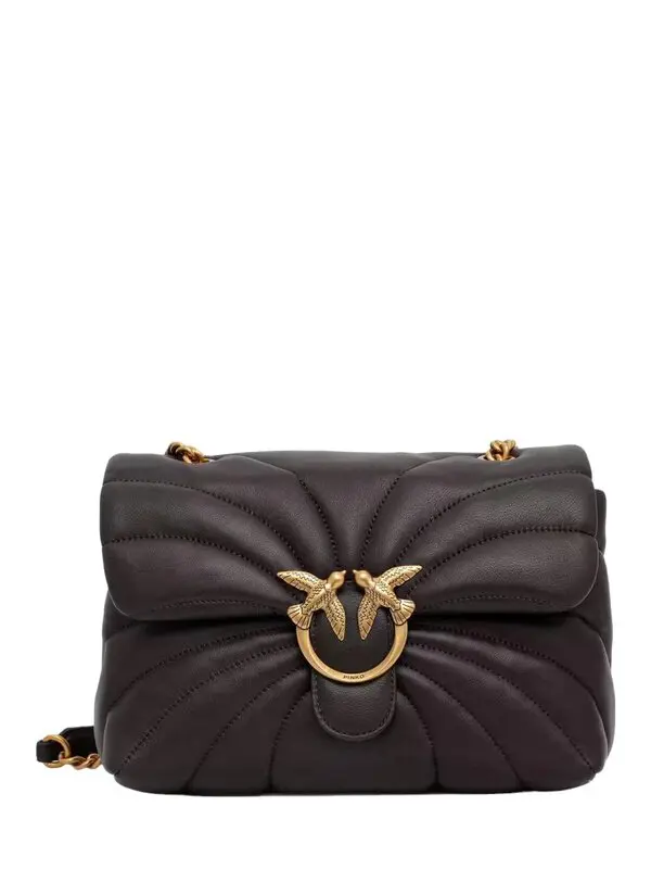 Pinko Large Love Quilted Leather Crossbody Bag - Brown