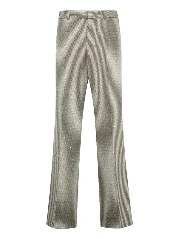 Amiri Sequin-embellished Houndstooth-pattern Trousers - Neutrals