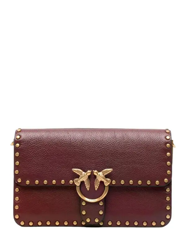 Pinko Small Love Birds Stud-embellished Shoulder Bag - Red