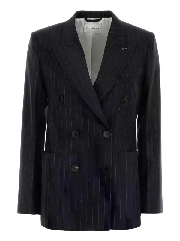 Givenchy Double-breasted Pinstripe Blazer - Blue