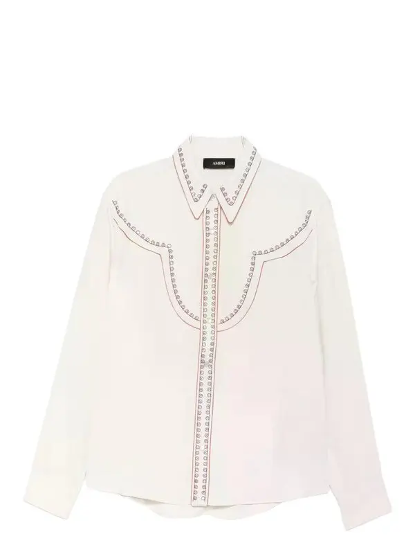 Amiri Eyelet-embellished Western Shirt - Neutrals