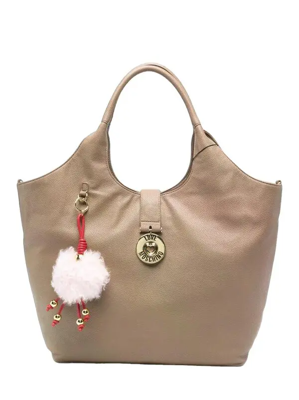 Moschino Pebbled Pompom-charm Tote Bag - Neutrals