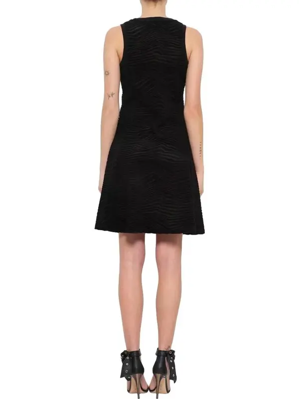 Neil Barrett Chevron-patterned V-neck Mini Dress - Black
