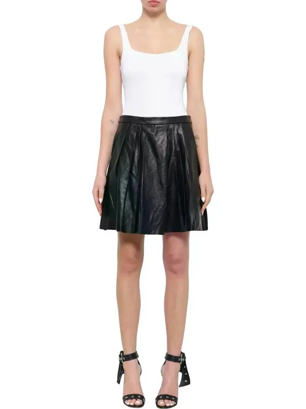 Neil Barrett Pleated Leather Mini Skirt - Black