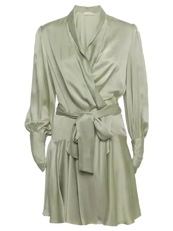 Zimmermann Wrap Long-sleeve Mini Dress - Green