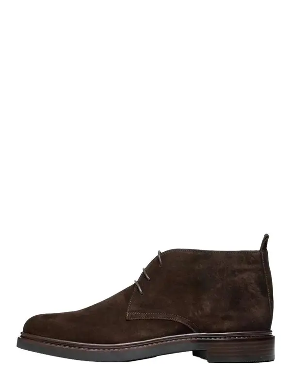 POCHE PARIS Suede Lace-up Ankle Boots - Brown