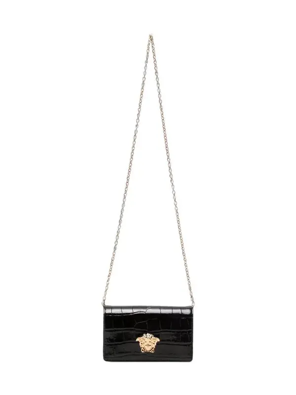 Versace Mini Medusa '95 Croc-effect Shoulder Bag - Black