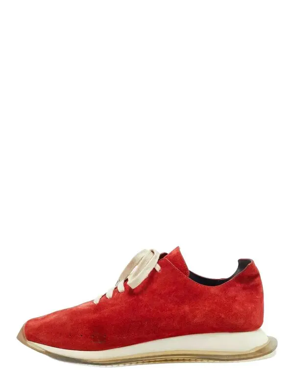 Rick Owens Suede Sneakers With Extended Tongue - Red