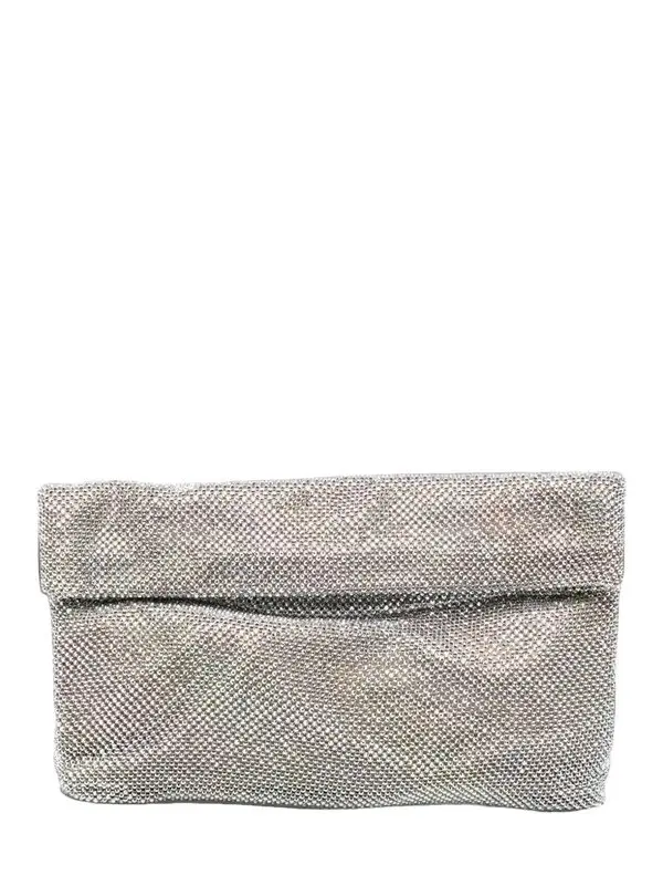 TWENTY FOURHAITCH Dunham Crystal-embellished Foldover Clutch Bag - Silver