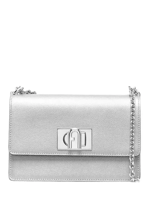 Furla Logo-plaque Leather Shoulder Bag - Silver