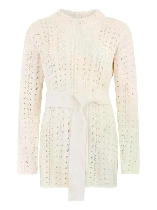 MOORER Cable Knit Belted Cardigan - Neutrals
