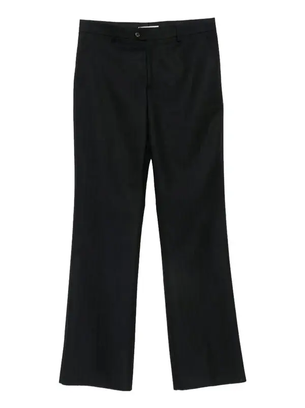 SPINA Herringbone-pattern Wide-leg Trousers - Blue