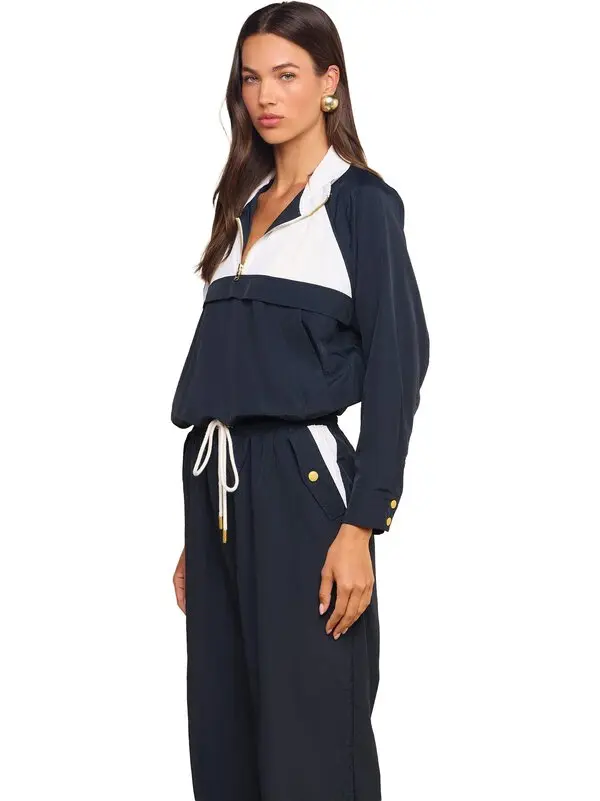 L'AGENCE Vex Cropped Color-blocked Windbreaker - Black/white