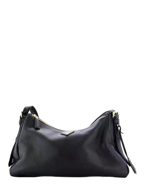 Prada Aimee Leather Medium Hobo Bag - Black