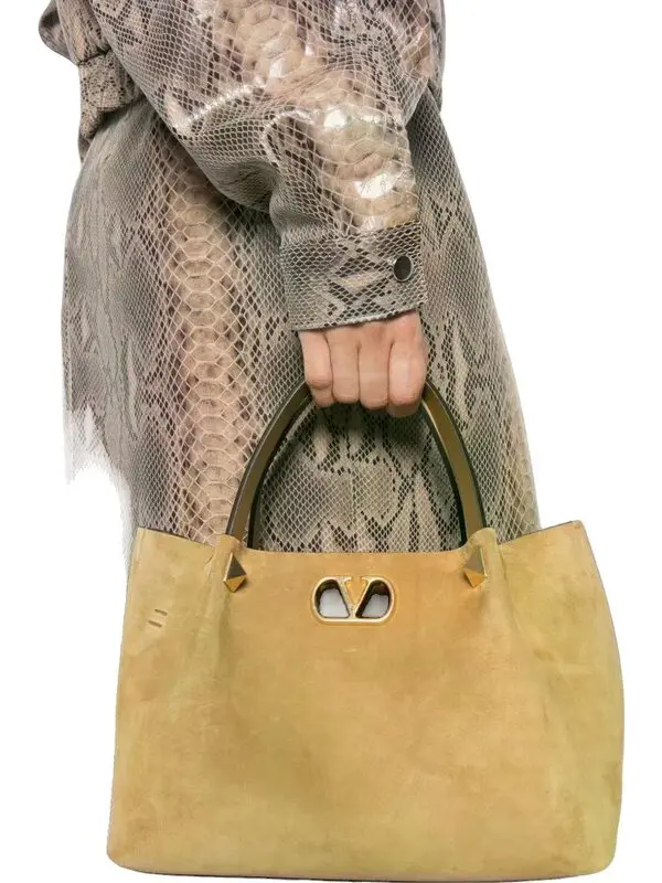 Valentino Garavani Vlogo Signature Suede Tote Bag - Neutrals