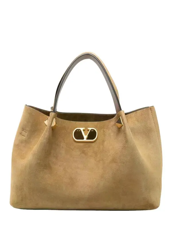 Valentino Garavani Vlogo Signature Suede Tote Bag - Neutrals