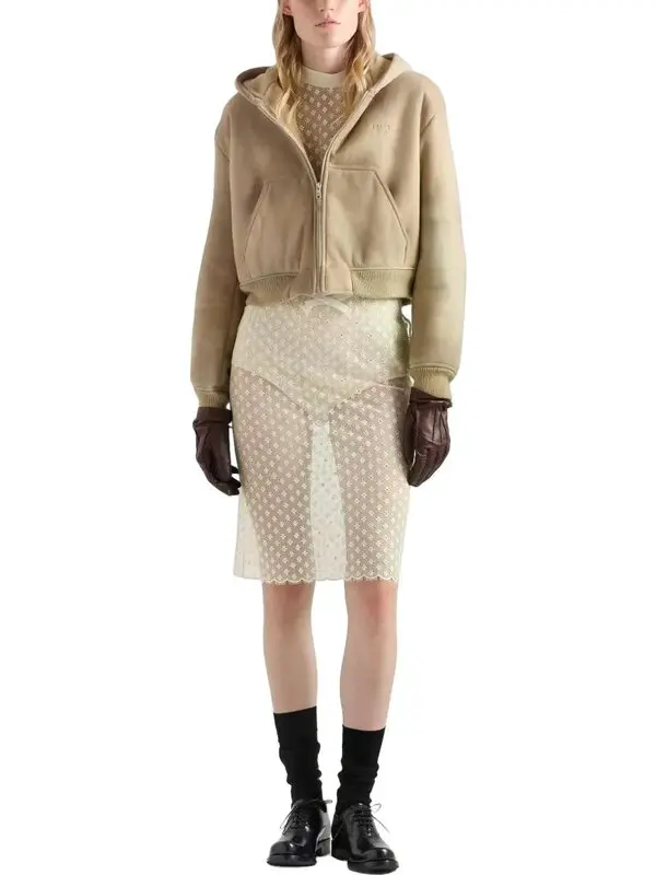 Prada Hooded Shearling Jacket - Neutrals