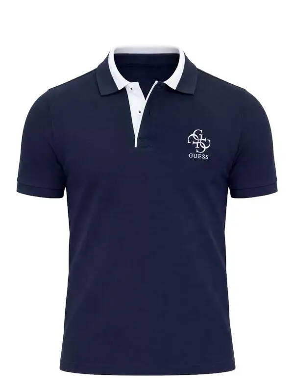Guess Lyle Logo-embroidered Polo Shirt - Blue