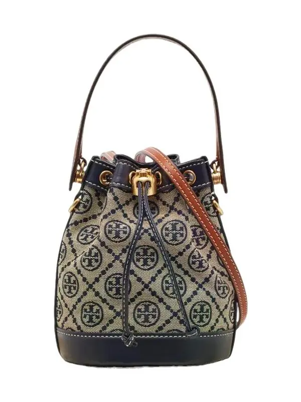 Tory Burch T Monogram Canvas Bucket Bag - Blue