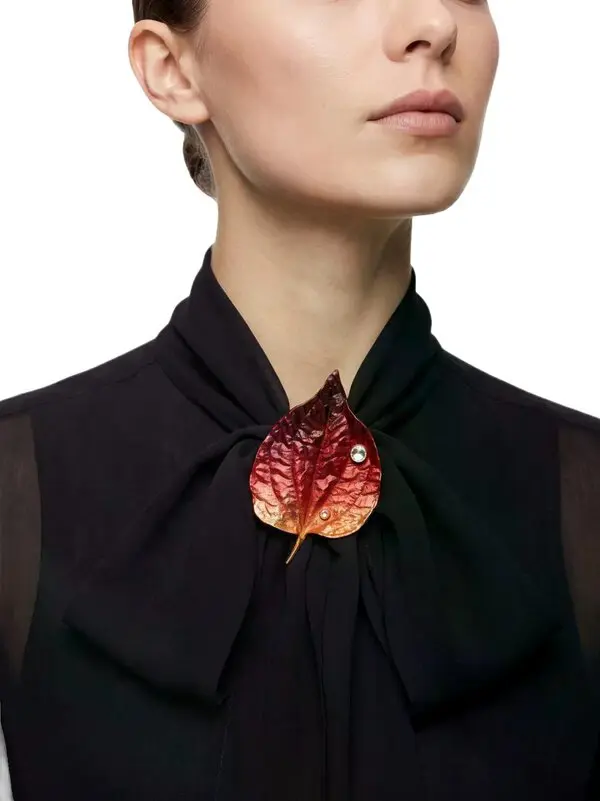 ANABELA CHAN Autumn Leaf Brooch - Red