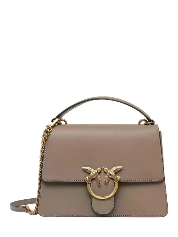 Pinko Love Birds Leather Shoulder Bag - Neutrals