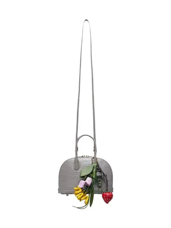 SELF-PORTRAIT Croc-embossed Leather Mini Bag - Grey