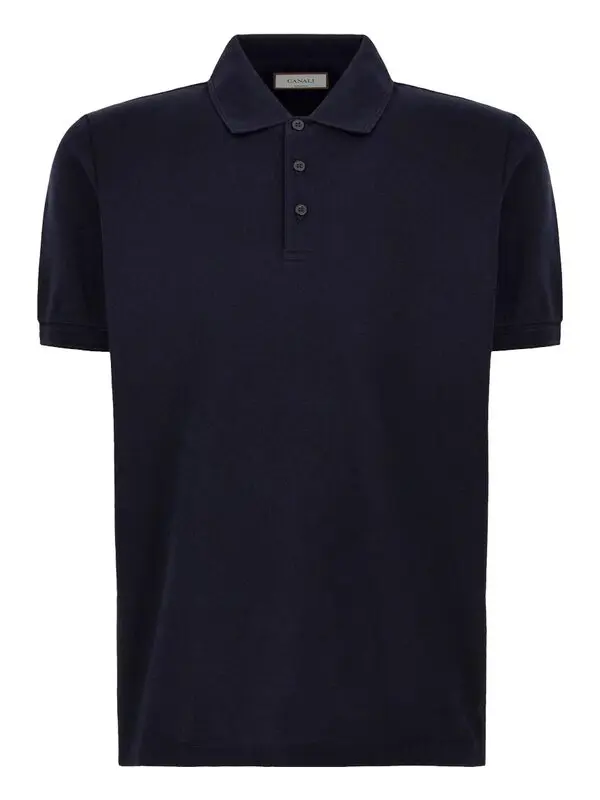 Canali Dark Navy Polo Shirt In Soft Cotton Piqu - Blue
