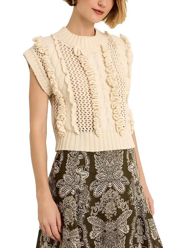 MARIE OLIVER Kennedy Wool-blend Textured Knit Vest - Ivory