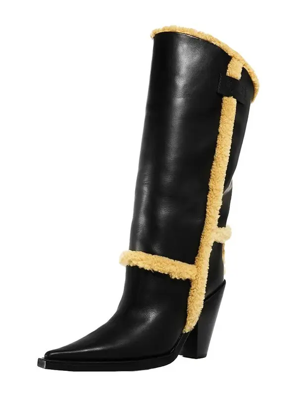 Moschino Faux Leather & Faux Shearling Boots - Black