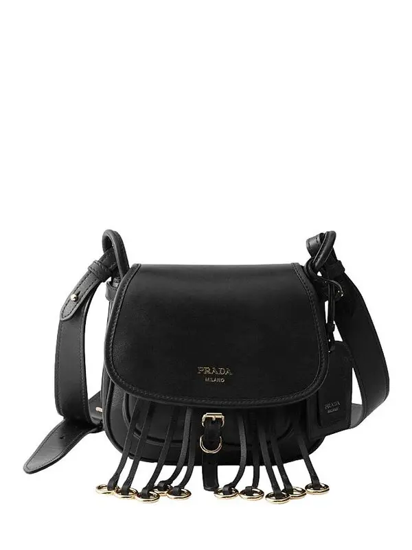 Prada Corsaire Mini Aged Leather Shoulder Bag - Black