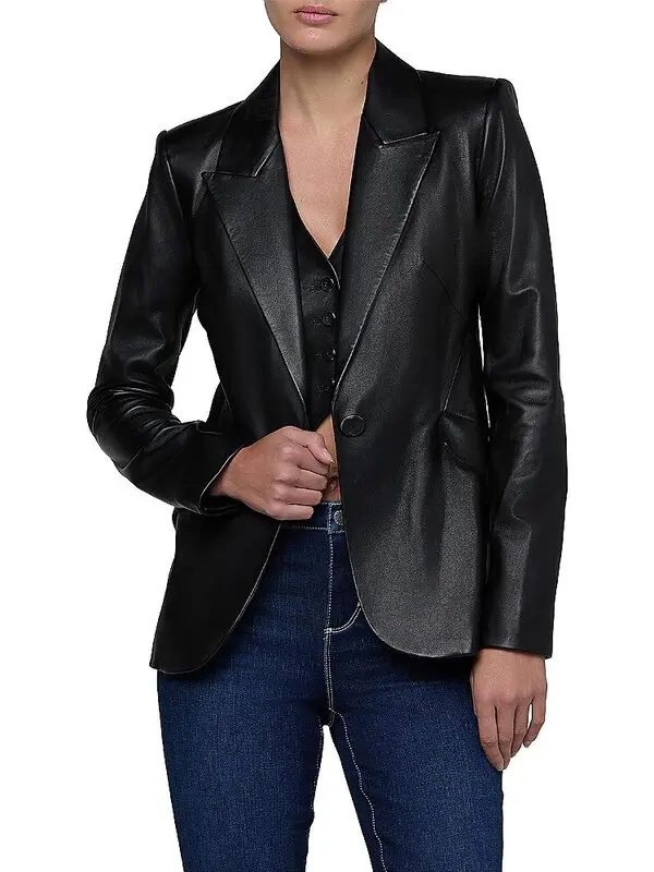 L'Agence Chamberlain Leather Blazer - Black