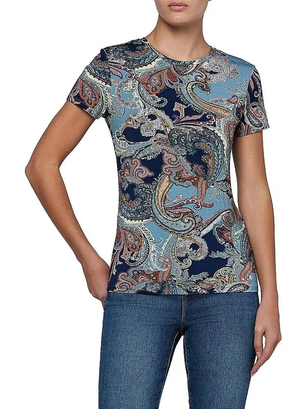 L'Agence Ressi Crewneck Short Sleeve Top - Midnight Multi