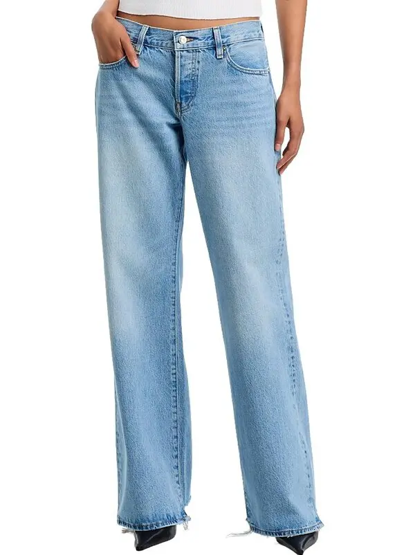 FRAME The Pixie Gray Low Rise Jeans - Dodger Offset Hem