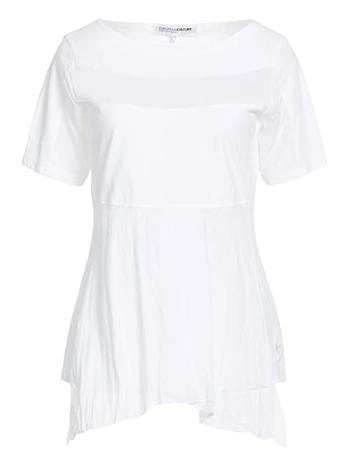 European Culture Asymmetrical Cotton Blend T-shirt - White